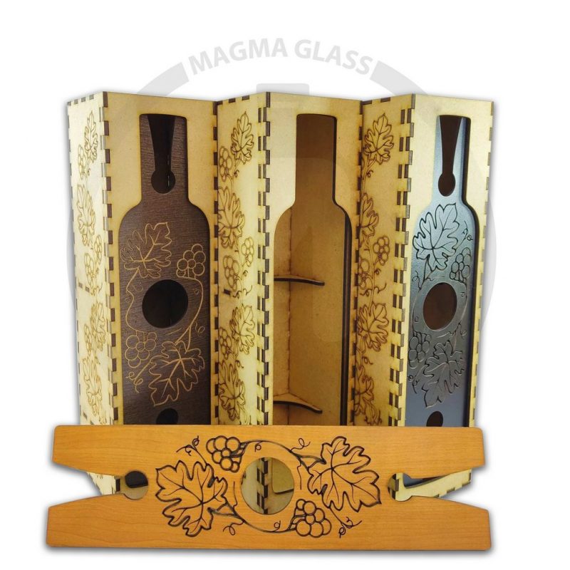 Kutija za Vinske Flase sa drzacem za dve case - MagmaGlass